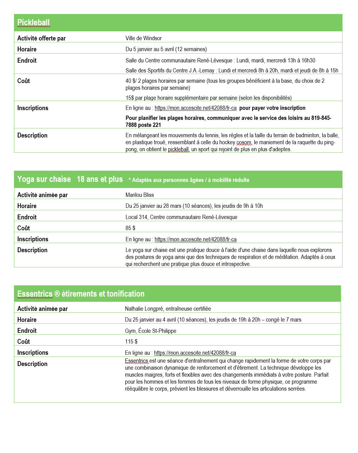 Programmation Hiver 2024 — Ville de Windsor